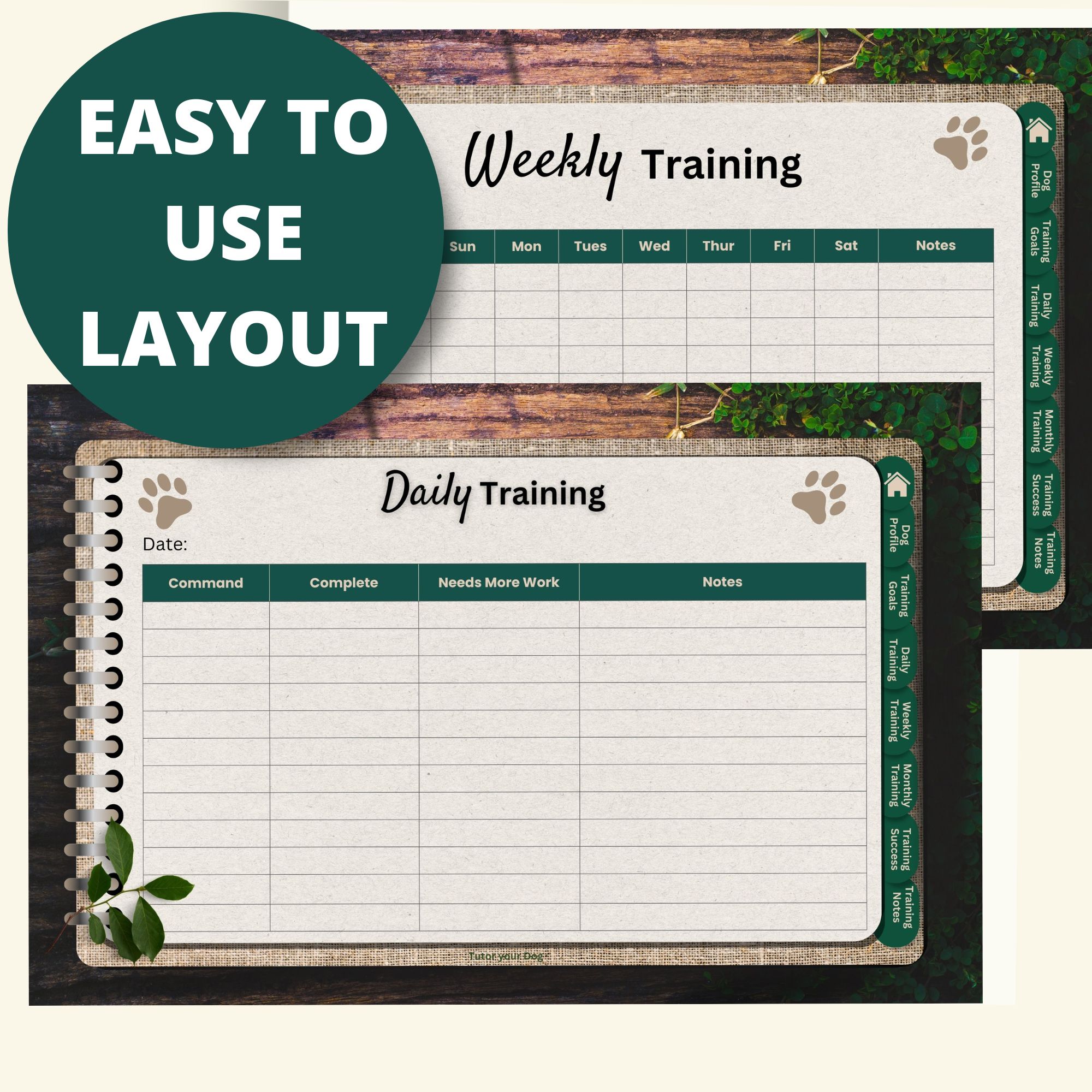 Digital Dog Training Planner & Tracker | Instant Download | 7 Sections ...